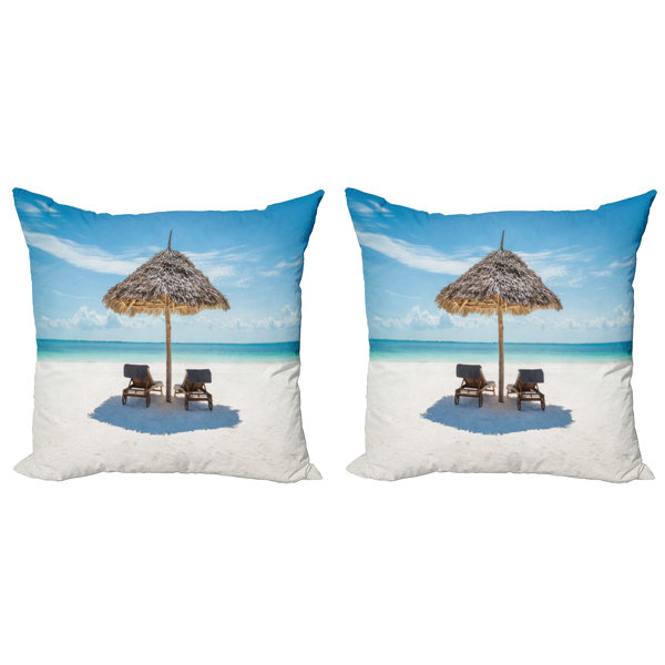 East Urban Home Dekokissen Kissenbezug, Sansibar Eastern Scenery, Ozean, Türkis Creme | Wayfair.de